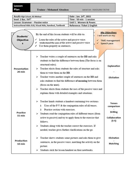 Z Mixed Ticket Lp Grammar Passive Voice 2bac Lesson Plan 2bac Pdf