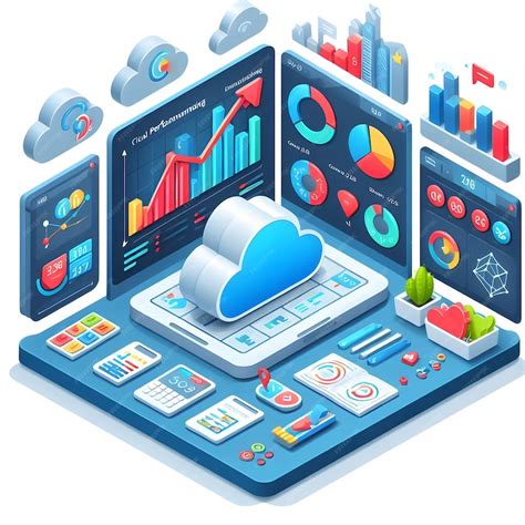 Premium Photo 3d Flat Vector As Cloud Computing Performance Monitoring With Graph And