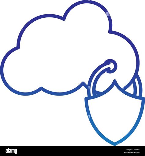 Degraded Line Cloud Data Connection And Padlock Security Vector Illustration Stock Vector Image