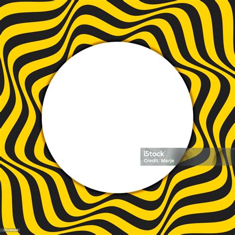 Yellow Op Art Vortex Frame Abstract Concentric Wavy Lines In Op Art