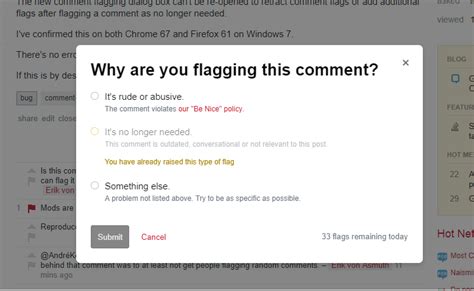 Comment Flagging Dialog Cant Be Re Opened After Flagging Meta Stack
