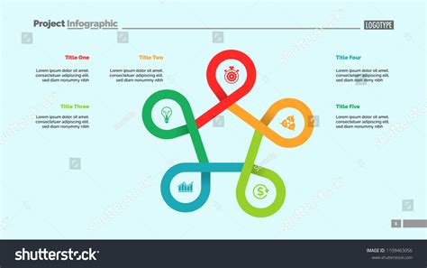 Five Points Process Chart Slide Template Stock Vector Royalty Free 1109463056