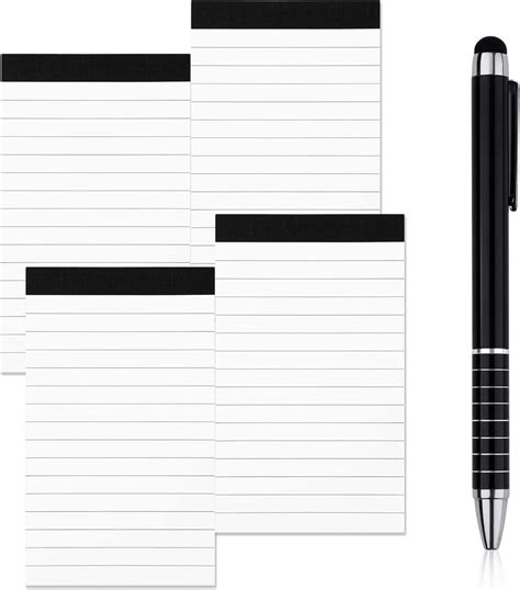 4pcs Small Notepads Lined 3x5 Inch Mini Notepad Pocket Size With Metal Pen Memo Pads Memo Book