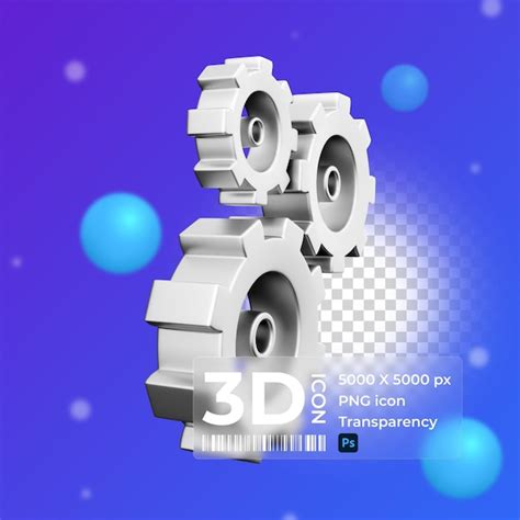 Premium Psd 3d Render Gear Icon Unique 3d Setting Icon Simple 3d Model Set Gear Icon On White