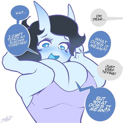 Rule 34 1girls Big Breasts Black Hair Blue Eyes Blue Skin Blush Breasts Pressed Together