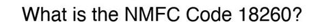 Nmfc Code 18260 Nmfc Codes Lookup And Freight Classification