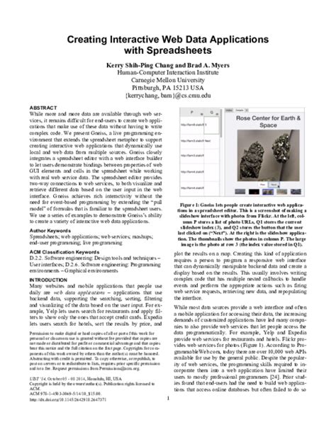 Pdf Creating Interactive Web Data Applications With Spreadsheets