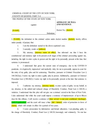 Affidavit Of Plea And Sentence Docx