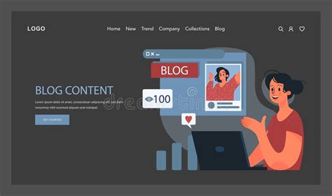 Content Creation Web Banner Or Landing Page Dark Or Night Mode Stock Vector Illustration Of