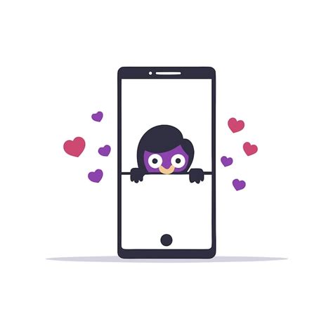 Engaging UI Elements Cartoon Character Viewing Posts Mobile Phone