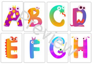 Alphabet Flash Cards Monster Theme By Patrice Badami Tpt