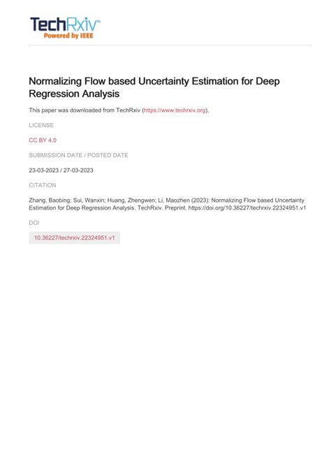PDF Normalizing Flow Based Uncertainty Estimation For Deep Regression Analysis