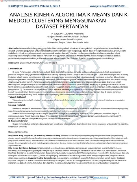 Int Performance Analysis K Means And K Medoid Clusteirng Using Agriculture Data Set En Id