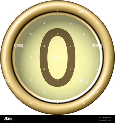 number 0 vintage golden typewriter button zero isolated on white
