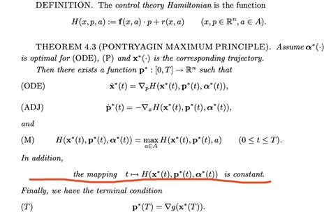 Optimal Control Understanding One Condition In Pontryagin Maximum Principle Mathematics