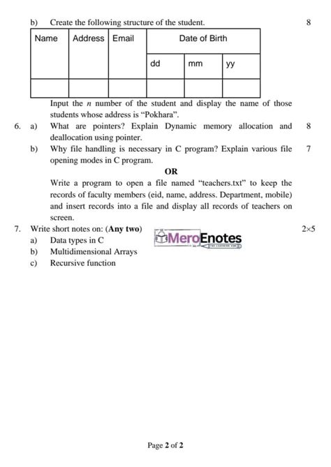 Pokhara University Bca Programming In C Question Paper 2nd Semester