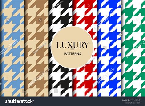 Houndstooth Patterns Set Fabric Background Classical Stock Vector