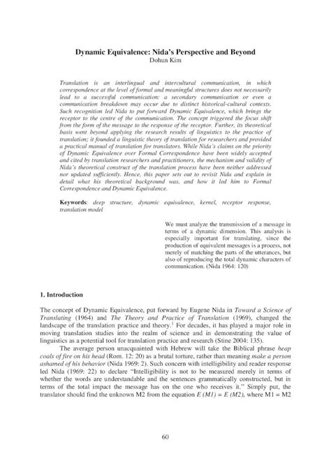 Pdf Dynamic Equivalence Nida S Perspective And Beyond Dynamic Equivalence Nidas Perspective