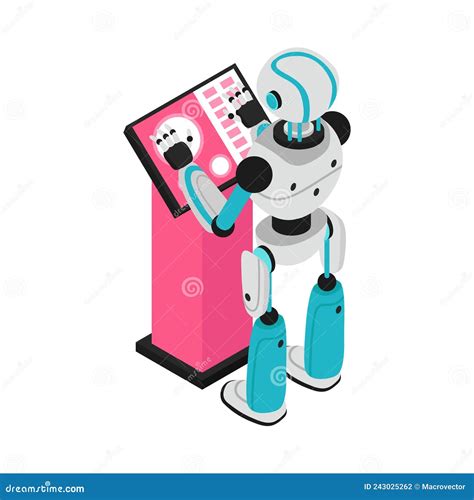 Robot Operator Isometric Composition Stock Vector Illustration Of