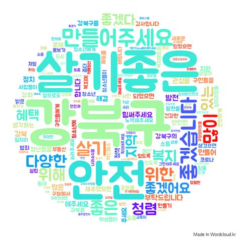 강북구 살기좋은 안전 워드클라우드 워드클라우드 생성기