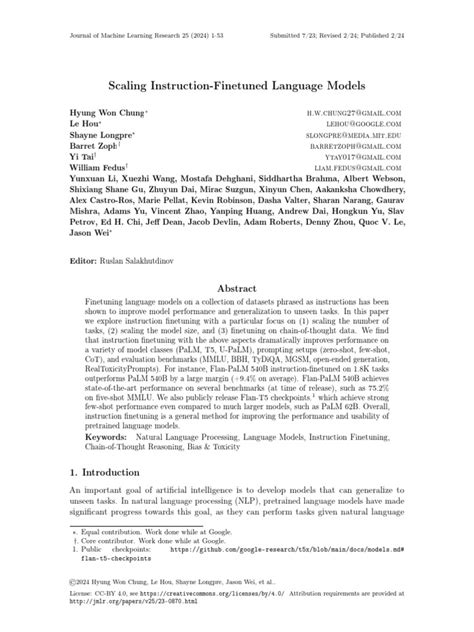 Scaling Instruction Finetuned Language Models Pdf Accuracy And Precision Cognitive Science