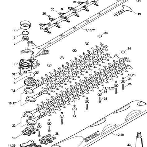 Stihl Hs 46 And Hs 56 Petrol Hedgtrimmers Hs46and56 Parts Diagram Gear Head