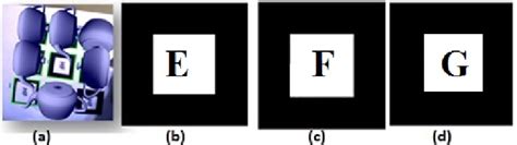examples of artoolkit markers a d where in a virtual objects are
