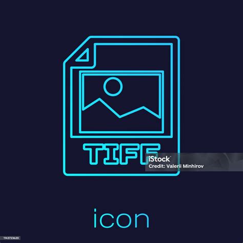 청록색 Tiff 파일 문서 아이콘입니다 다운로드 Tiff 버튼 라인 아이콘 파란색 배경에 고립 Tiff 파일 기호입니다 벡터