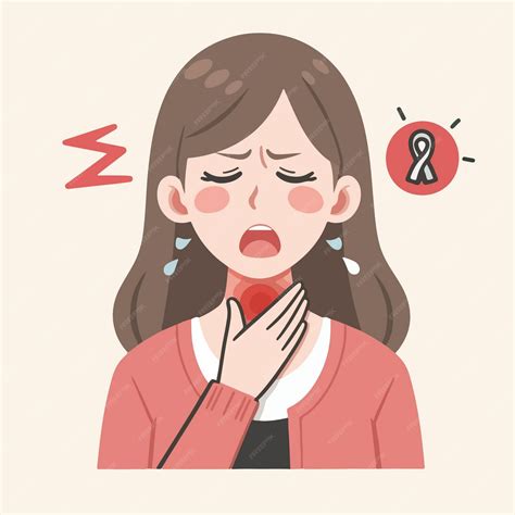 Vector Woman With Sore Throat Cartoon Illustration Premium Vector