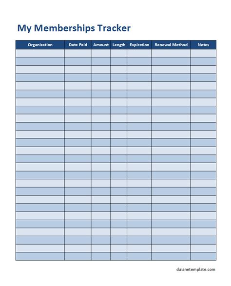 Printable Membership Database Template