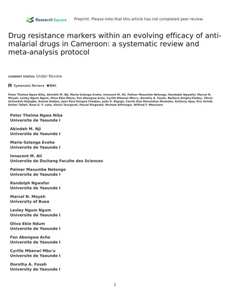 Pdf Drug Resistance Markers Within An Evolving Efficacy Of Anti