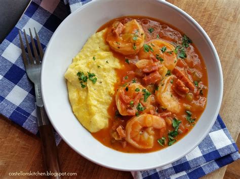 Castellons Kitchen Shrimp And Andouille Sausage With Cheesy Grits