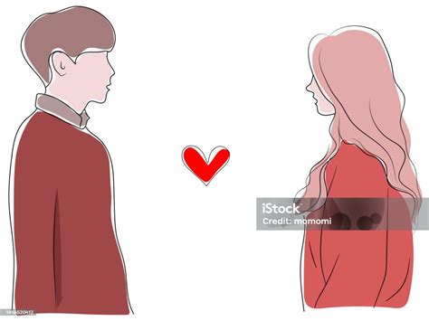 남자와 여자가 서로 마주보고 있는 심플한 실루엣 그림 흑백 칼라 커플에 대한 스톡 벡터 아트 및 기타 이미지 커플 얼굴을 맞대다 만화 Istock