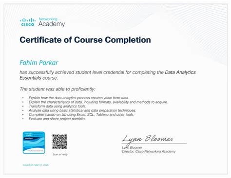 Dataanalytics Cisco Certified Growth Datascience Fahim Parkar