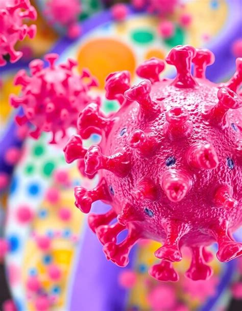 Microscopic View Of Floating Viral Particles Premium Ai Generated Image