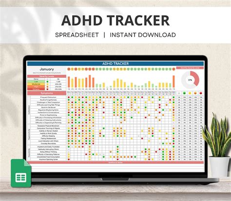 Adhd Tracker Spreadsheet Monthly Adhd Symptoms Tracker Adhd