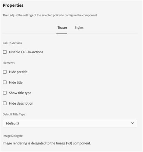 Teaser Component Adobe Experience Manager