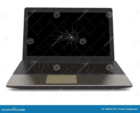Broken Laptop Vector Illustration Isolated On White Color Background