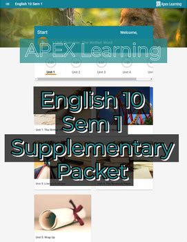 Apex Learning English 10 Sem 1 Unit By Unit Study Packet By MissSunday