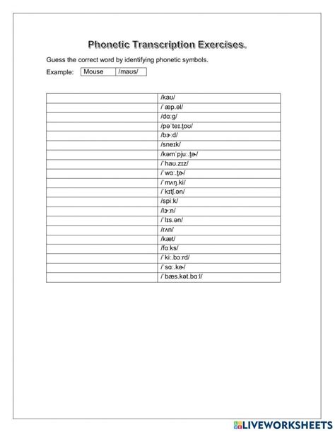 Phonetic Transc Free Interactive Worksheets 2202442