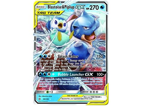 Blastoise And Piplup Gx 038 236 Cosmic Eclipse Azgarra