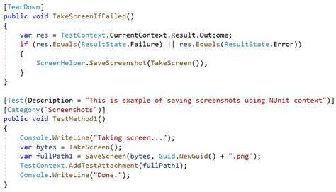 Screenshot Added Via NUnit TestContext AddTestAttachment Is Displayed