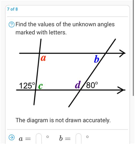 solved 7 of 8 find the values of the unknown angles marked with