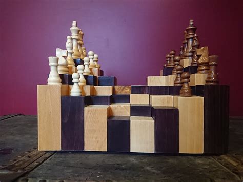 Unique Chess Set Large Handmade 3d Chess Decor Wood Board Game T