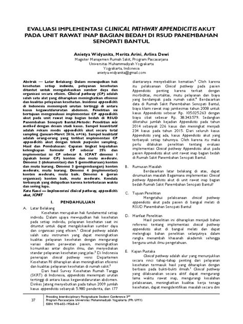 Evaluasi Implementasi Clinical Pathway Appendicitis Akut Di Rumah Sakit