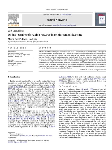 Pdf Reinforcement Learning With Reward Shaping And Mixed Resolution