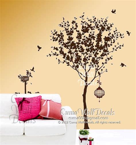 Tree Wall Decals With Birds And Birdcage