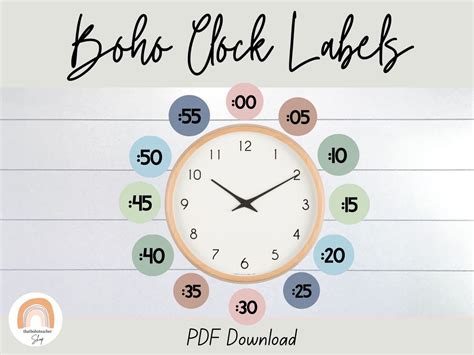 Boho Clock Labels Boho Classroom Decor Digital Download Etsy