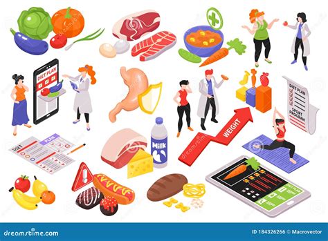 Dietician Isometric Icon Set Stock Illustration Illustration Of