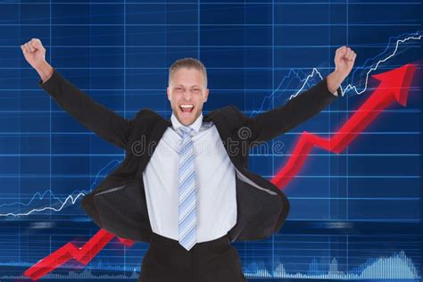 Happy Businessman In Front Of Graph Stock Image Image Of Data Market